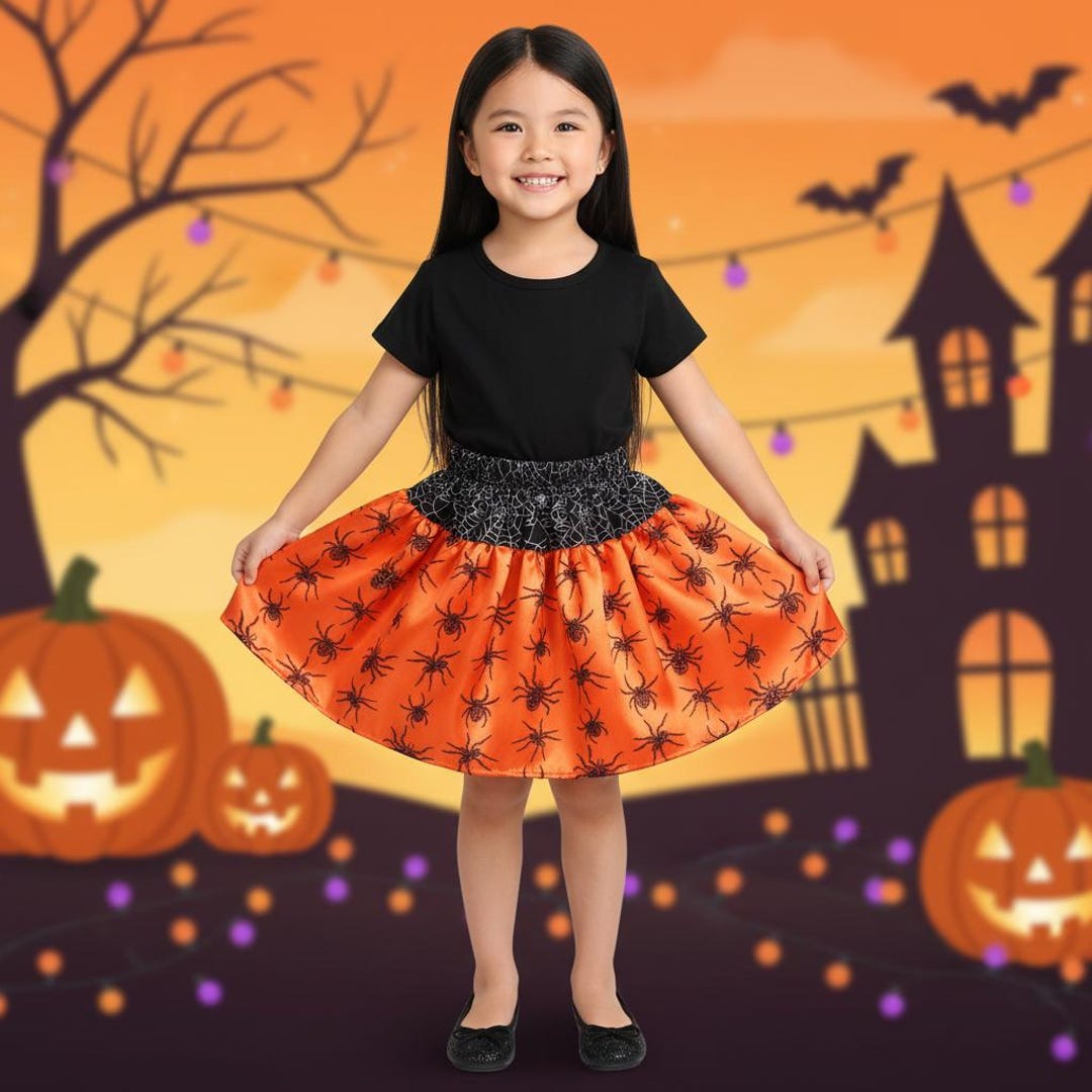 Halloween Spiders Skirt Kids Skirts Spooky Skirt Girls Skirt School ...