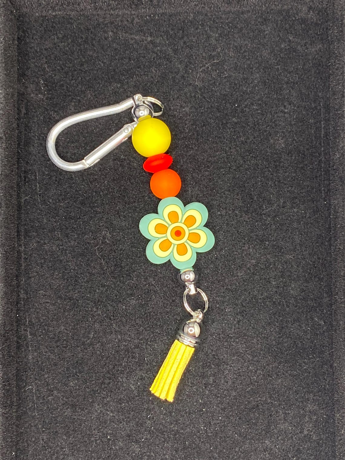 Beaded Silver Colored Carabiner With Flower - Etsy
