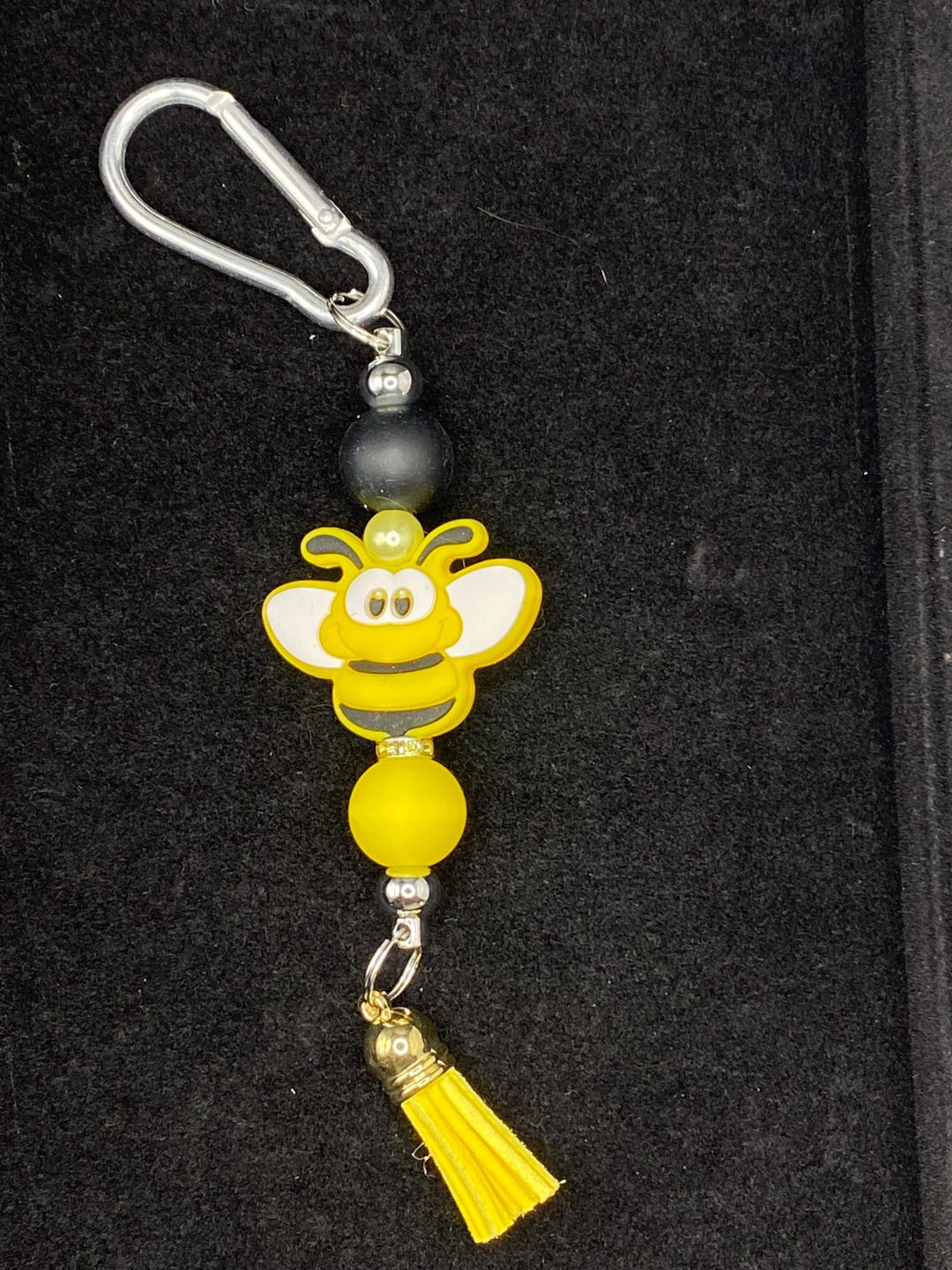 Beaded Silver Colored Carabiner With Honey Bee - Etsy