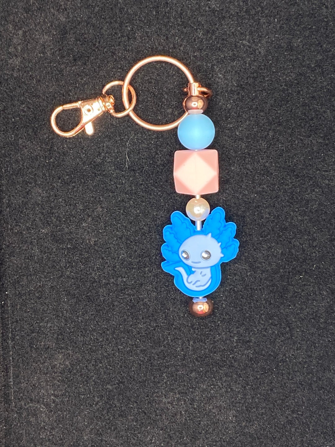 Blue Axolotl Beaded Keychain - Etsy