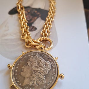 Gold Coin Medallion Necklace: Vintage Style, Gold-plated Chain - Etsy