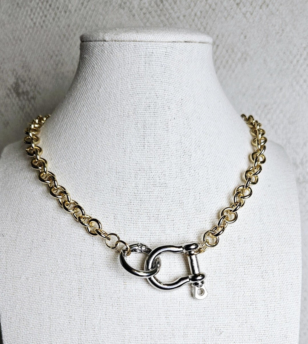 Chunky Gold Chain Large Gold Chain Loop Closure, Chunky Gold Chain ...