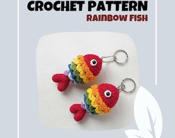 NO SEW Rainbow Fish Crochet Pattern Colorful Multicolored Aqua Koi ...