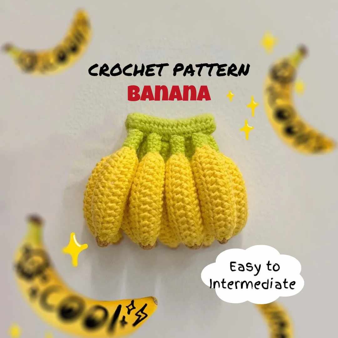 Banana Crochet Pattern Bunch of Banana Amigurumi PDF Food Keychain ...