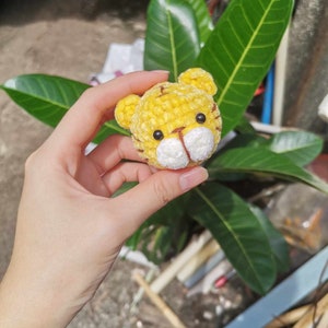 Handmade Tiger Head Keychain Crochet Cute Animal Pendants Ornaments ...