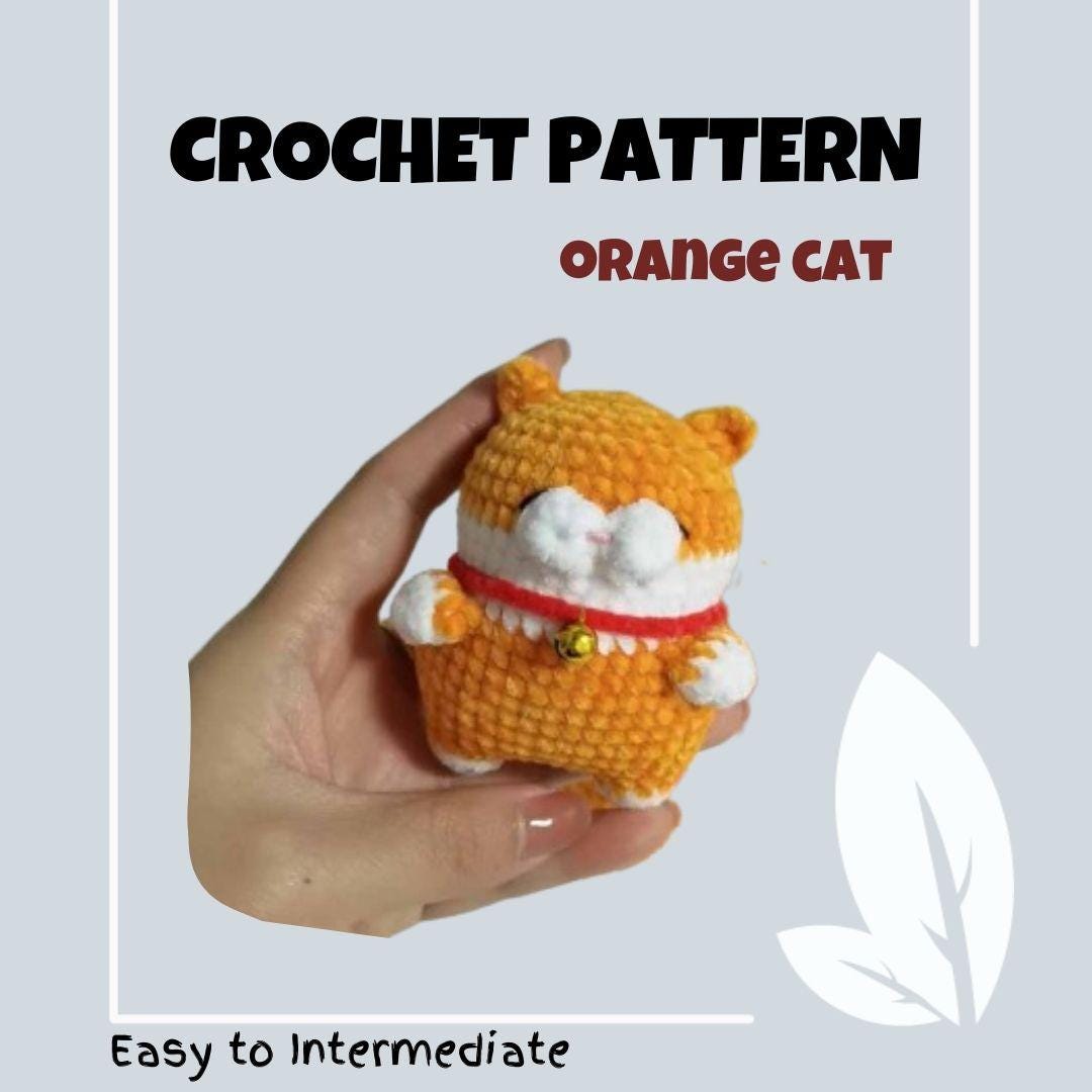 NO SEW Orange Cat Crochet Pattern Tiger Cat Amigurumi PDF Baby Small ...