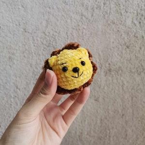 Smiling Lion Keychain Handmade Cute Mini Lion Kawaii Lion Head Crochet ...