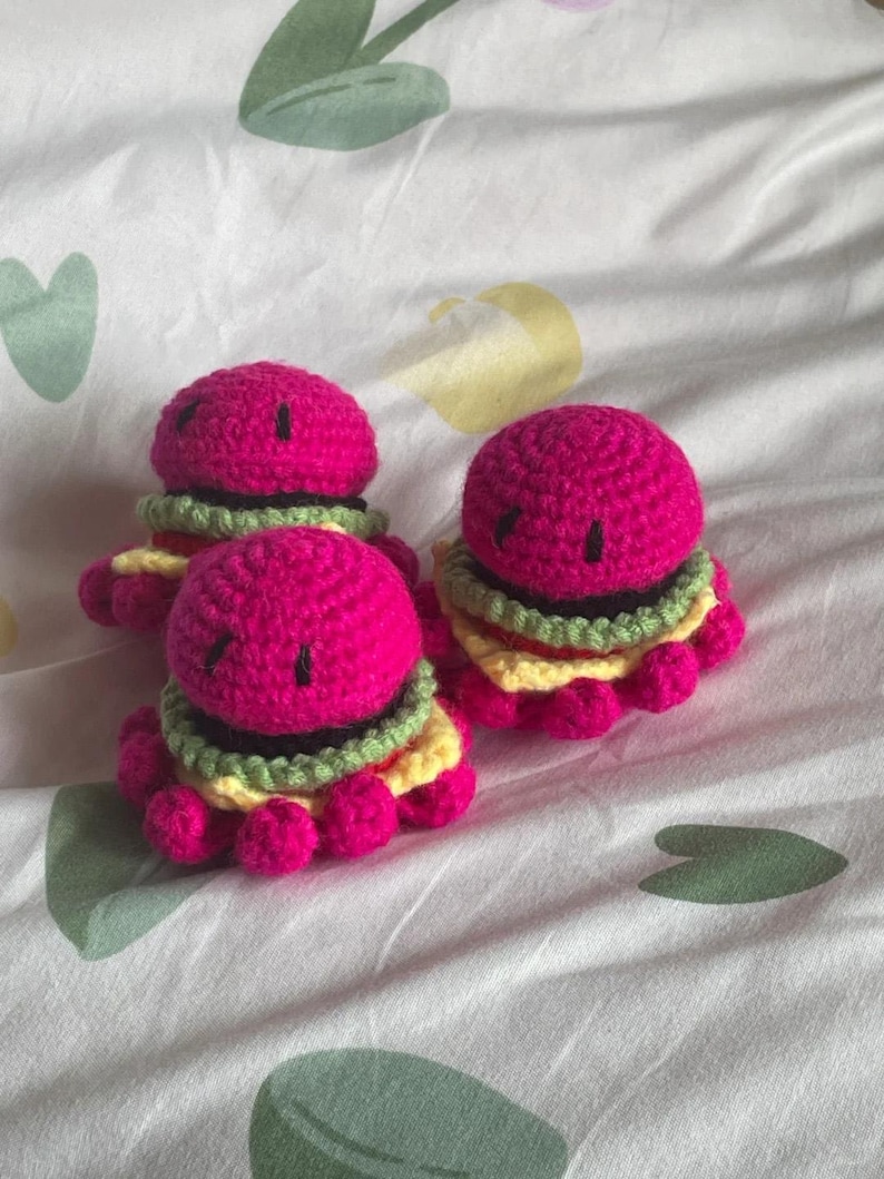Octo Burger Crochet Pattern Fun Octopus Burger Amigurumi Hamburger With ...