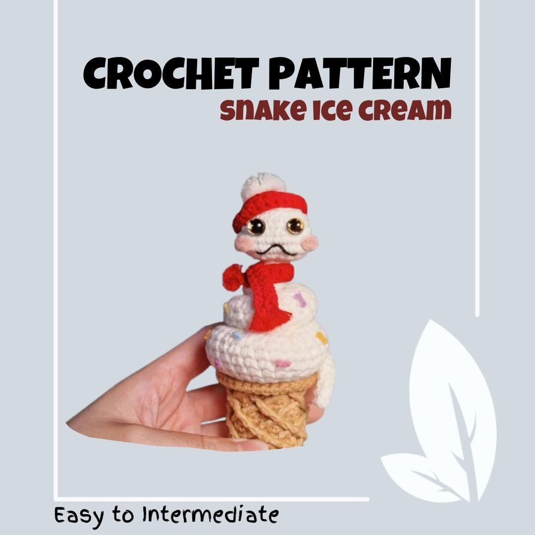 Snake Ice Cream Crochet Pattern Frozen Dessert Freeze Cool Scoop Snow ...