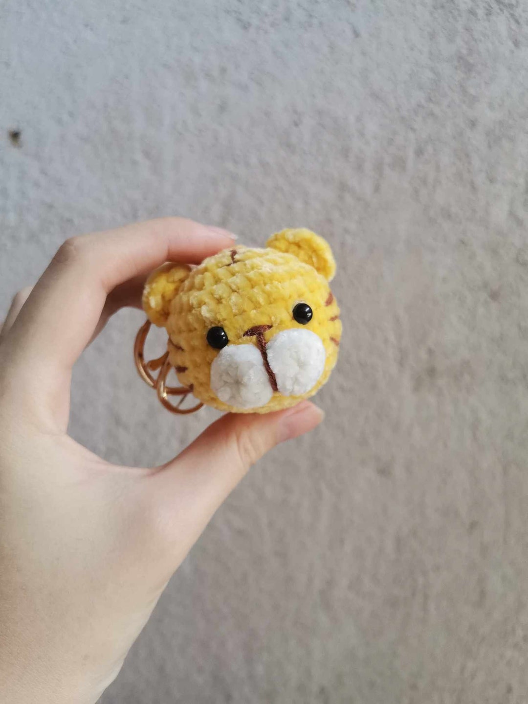 Handmade Tiger Head Keychain Crochet Cute Animal Pendants Ornaments ...