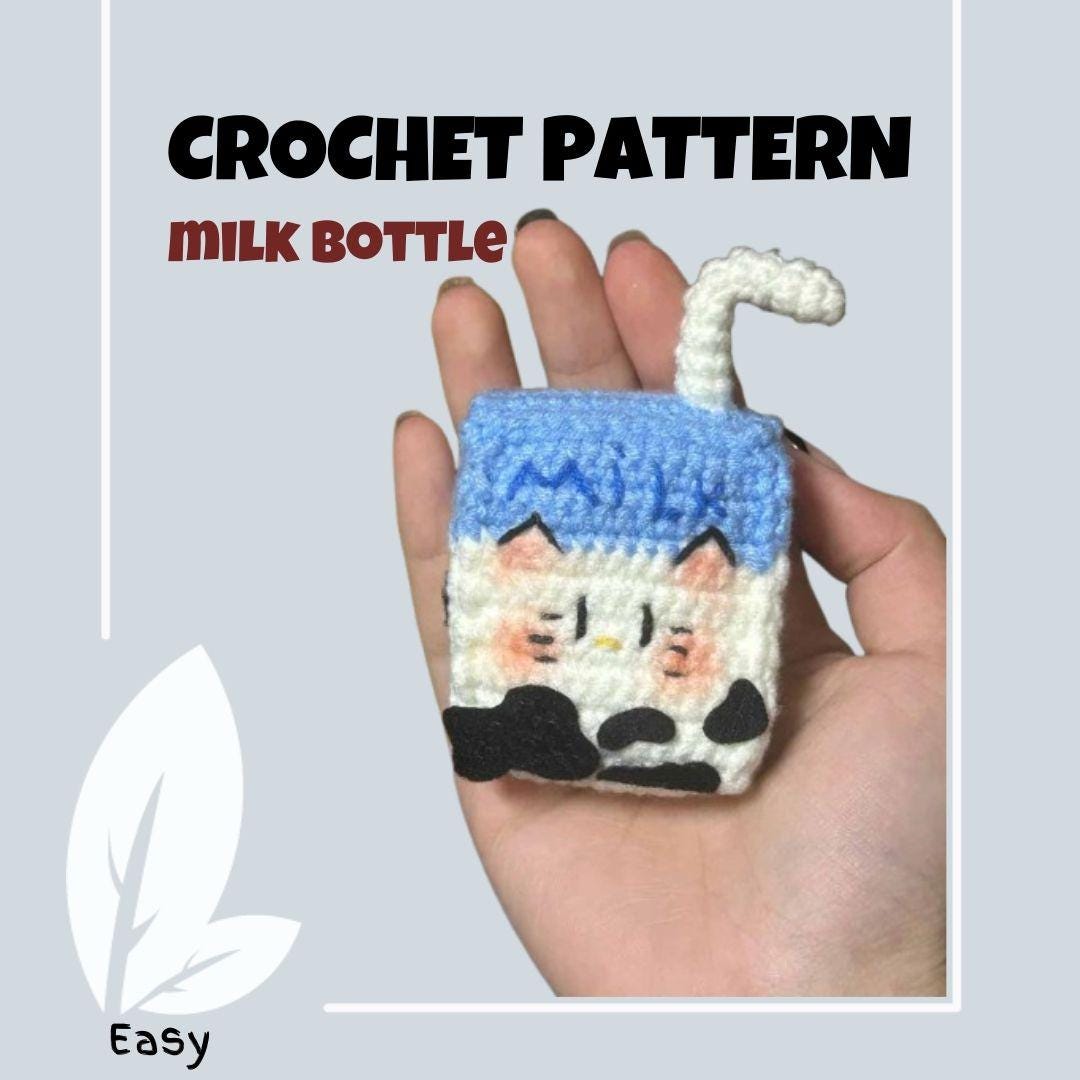 Milk Bottle Crochet Pattern Mini Small Cat Milk Carton Amigurumi PDF ...