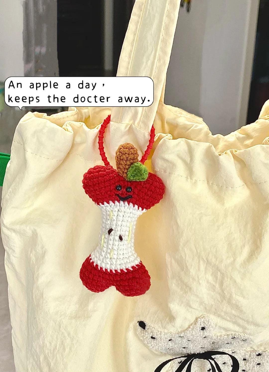 Low Sew Apple Core Crochet Pattern Cute Baby Apple Keychain Amigurumi ...