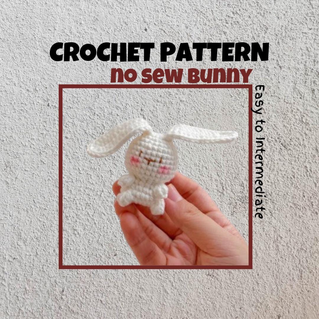 No Sew Bunny Crochet Pattern Cute Long Ears Rabbit Amigurumi PDF Mini ...