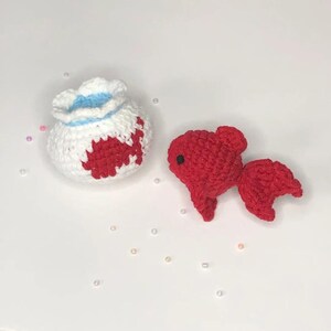 2in1 Goldfish and Mini Fish Tank Crochet Pattern Low Sew Aqua Fish ...