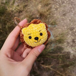 Smiling Lion Keychain Handmade Cute Mini Lion Kawaii Lion Head Crochet ...