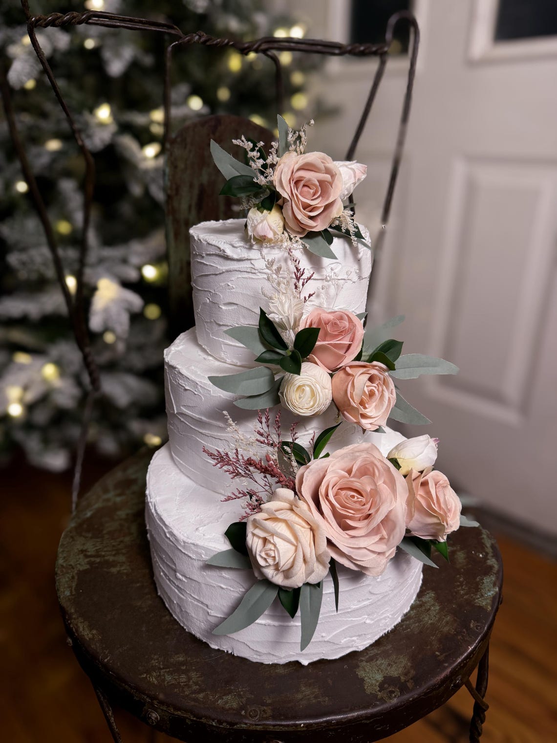 FREE Ship 3 Piece Wedding Cake Topper Set Boho Wedding Cake Decor Dried ...