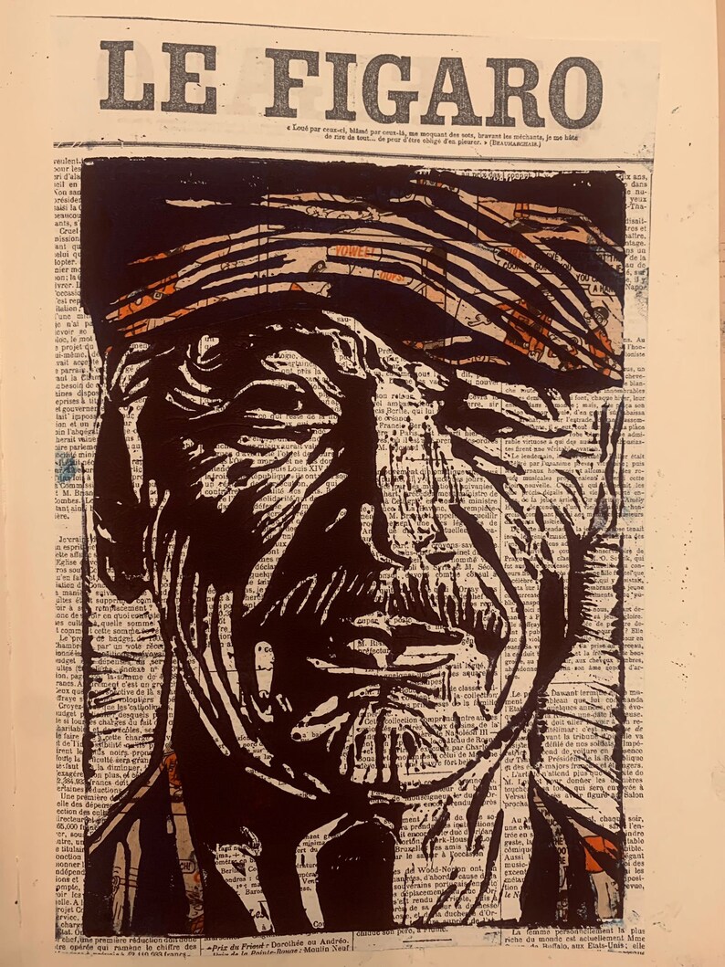 Linocut - Portrait - Etsy