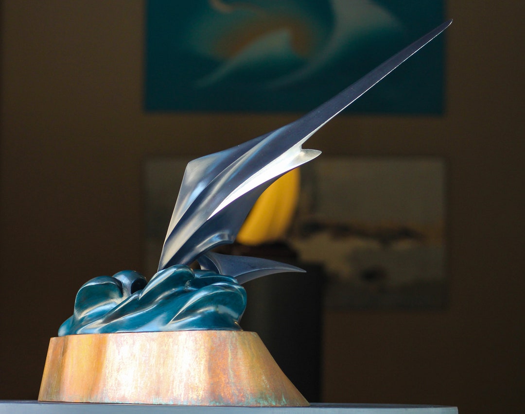 Swordfish, Sea Animal, Wooden Marlin Sculpture, Swimming, Fish Statue ...