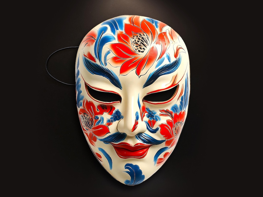 Blossom Spirit Chinese Mask | FLAT Mask Printed From Hand-painted ...