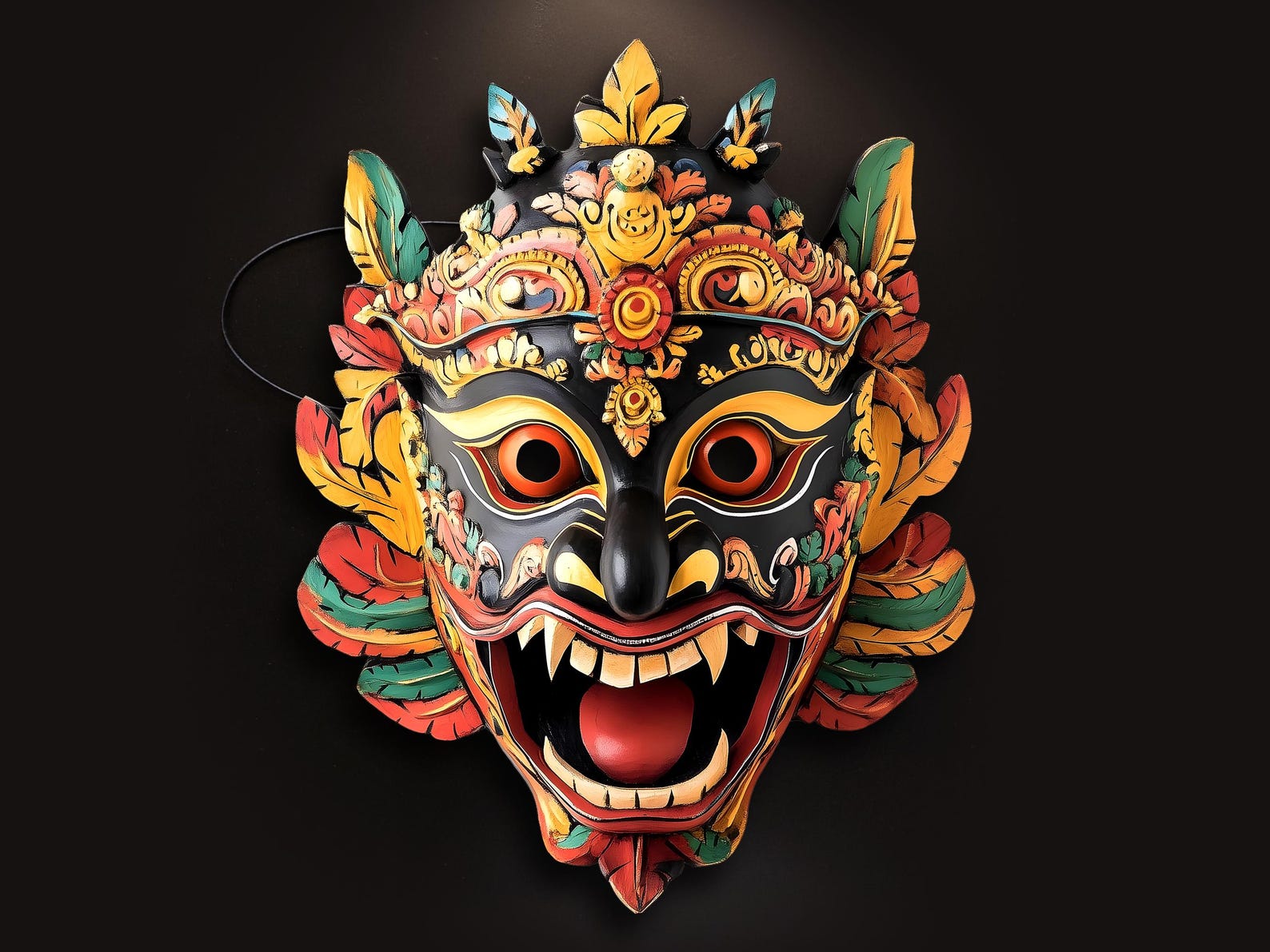 Rangda Balinese Mask | FLAT Mask Printed From Hand-painted Design With ...