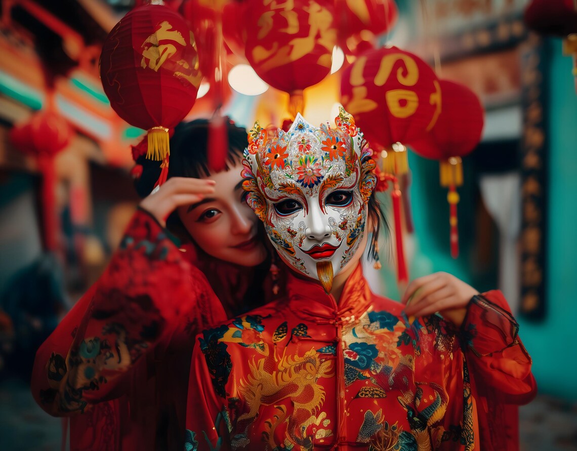 Moonlit Jade Chinese Mask: Printed From Hand-painted Originals With 3D ...