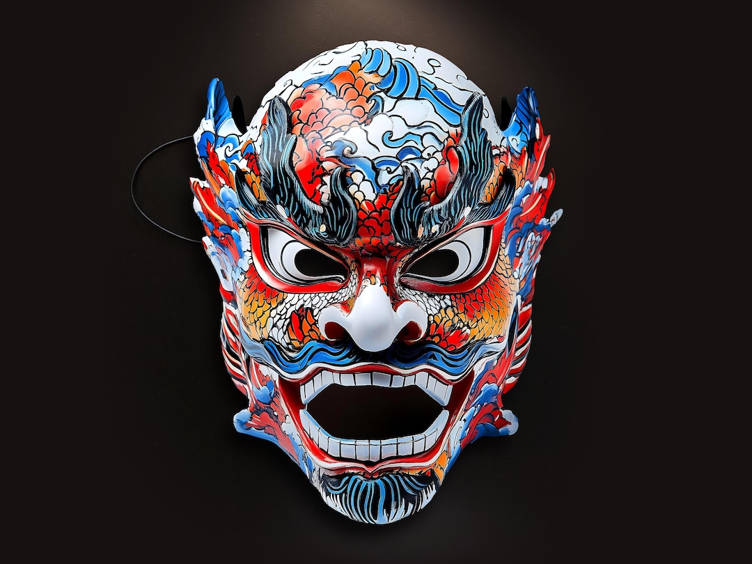 Dragon Guardian Chinese Mask | FLAT Mask Printed From Hand-painted ...