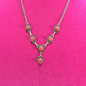 Vintage Deep Red Rust Colored Stone Y-necklace in Silver Tone ...