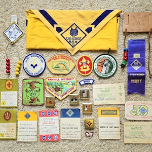 Collection of Vintage Boy Scout Memorabilia, Includes Kerchief, Patches ...