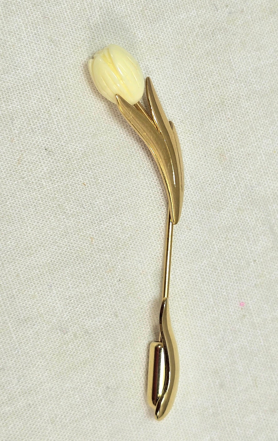 Vintage Avon Tulip Flower Gold Tone Stick Pin White Resin - Etsy
