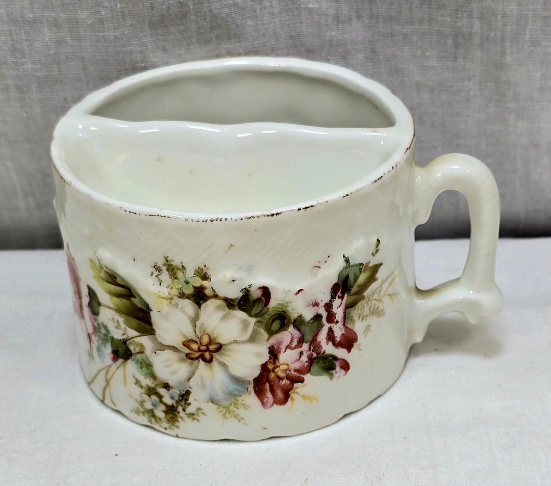Antique Porcelain Mustache Cup, Hand Painted With Flowers - Etsy