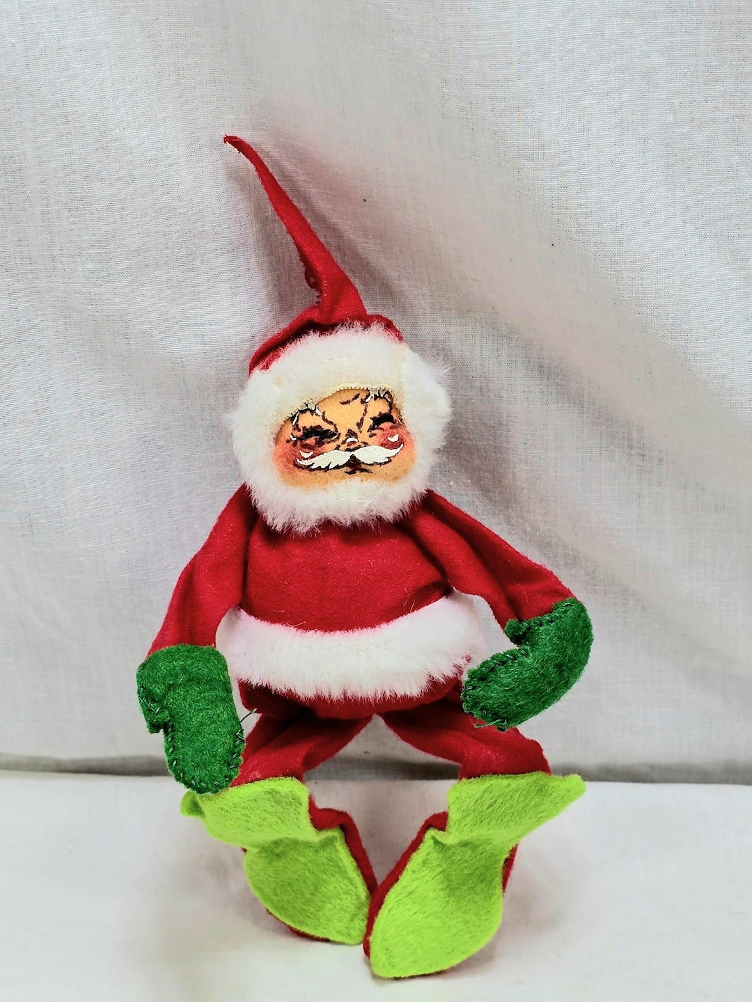 1969 Annalee Santa Claus Doll Christmas Shelf Sitter Kneeler Poseable ...