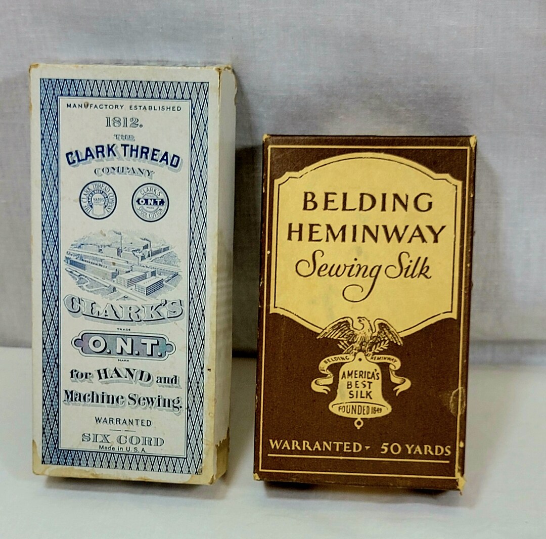 Pair of Empty Sewing Thread Boxes, Clarkthread Company and Belding ...