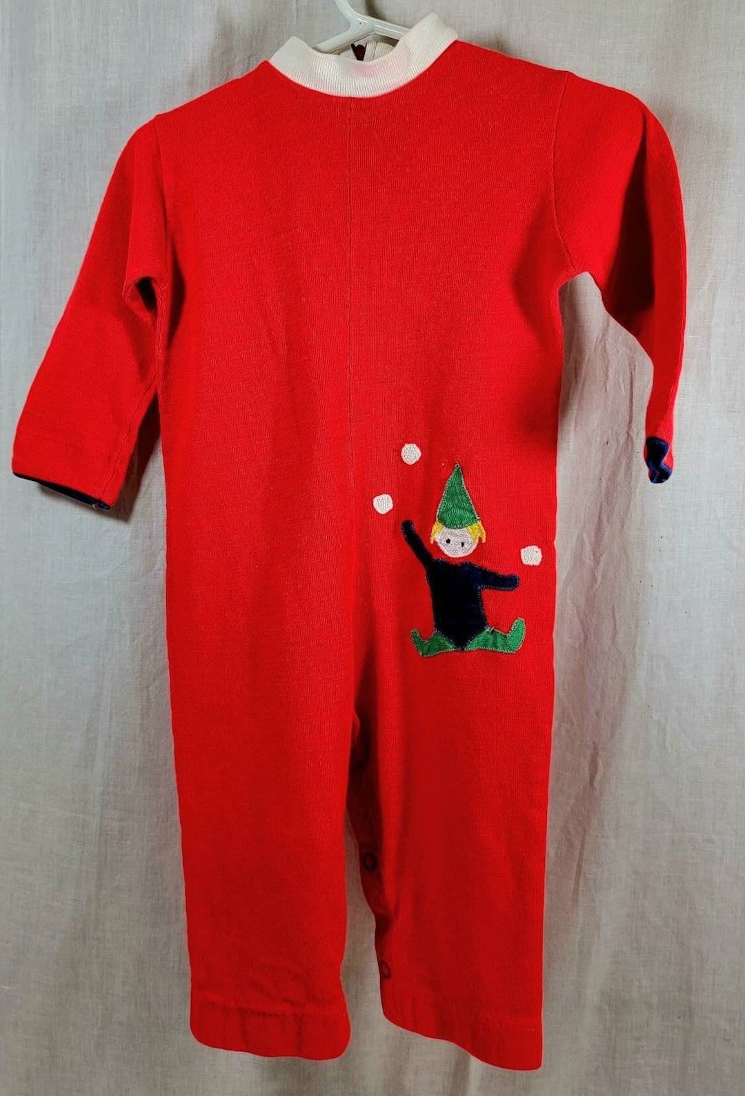 Baby Onesie Red Embroidered With Clown, Zippers up the Back, True ...