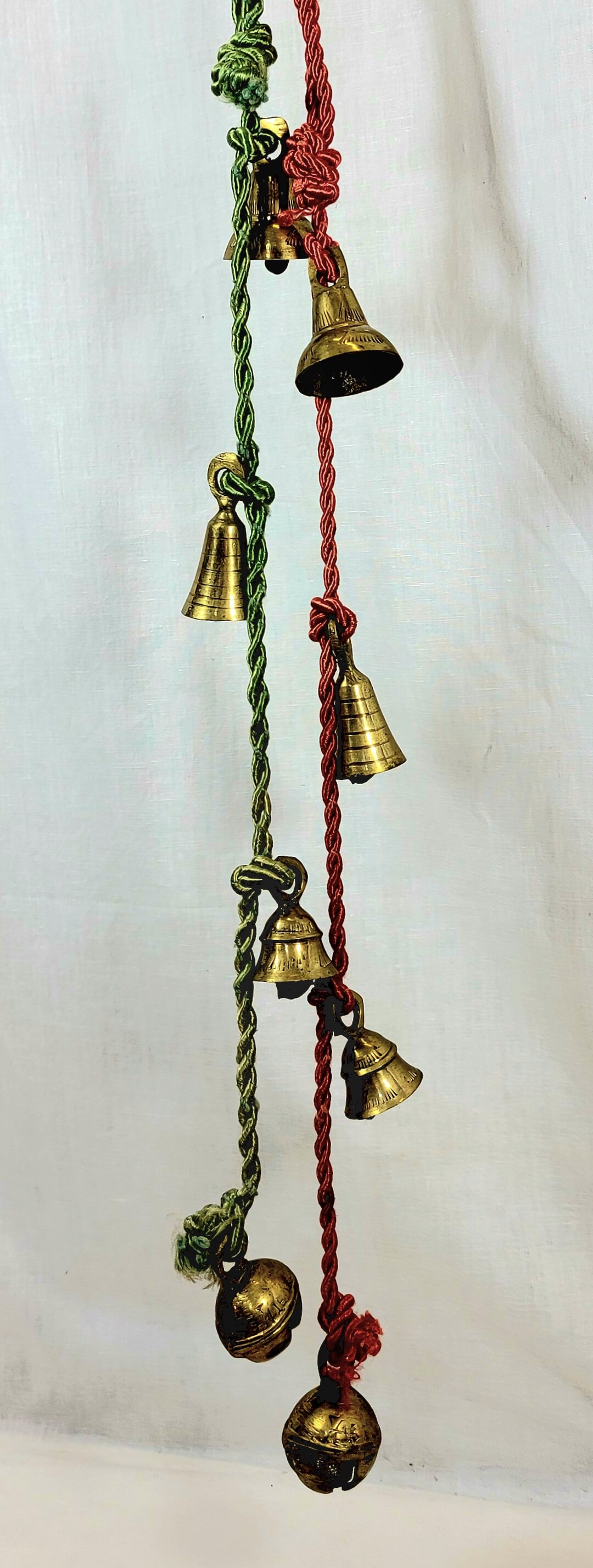 Vintage Hanging Brass Bells on Twisted Satin Rope - 2 Strands - Etsy