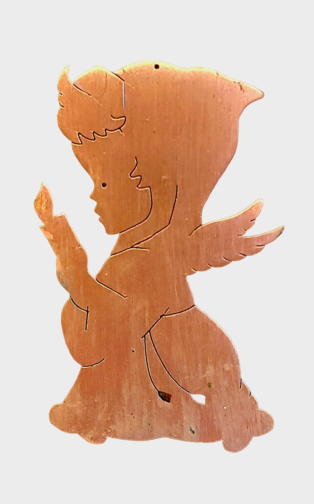 Copper Laser Cut Angel Holding Candle Ornament - Etsy