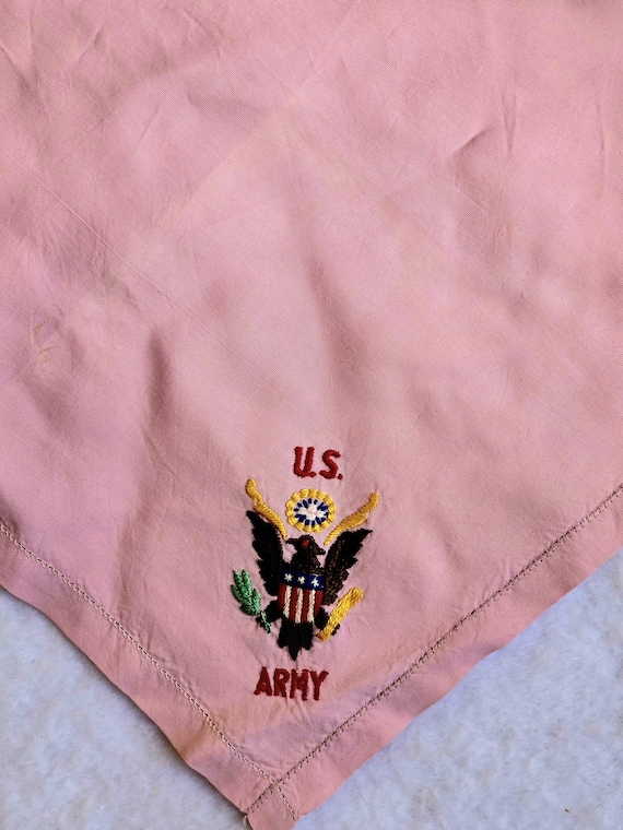 Antique Silk WWII Handkerchief U.S. Army With Embroid… - Gem
