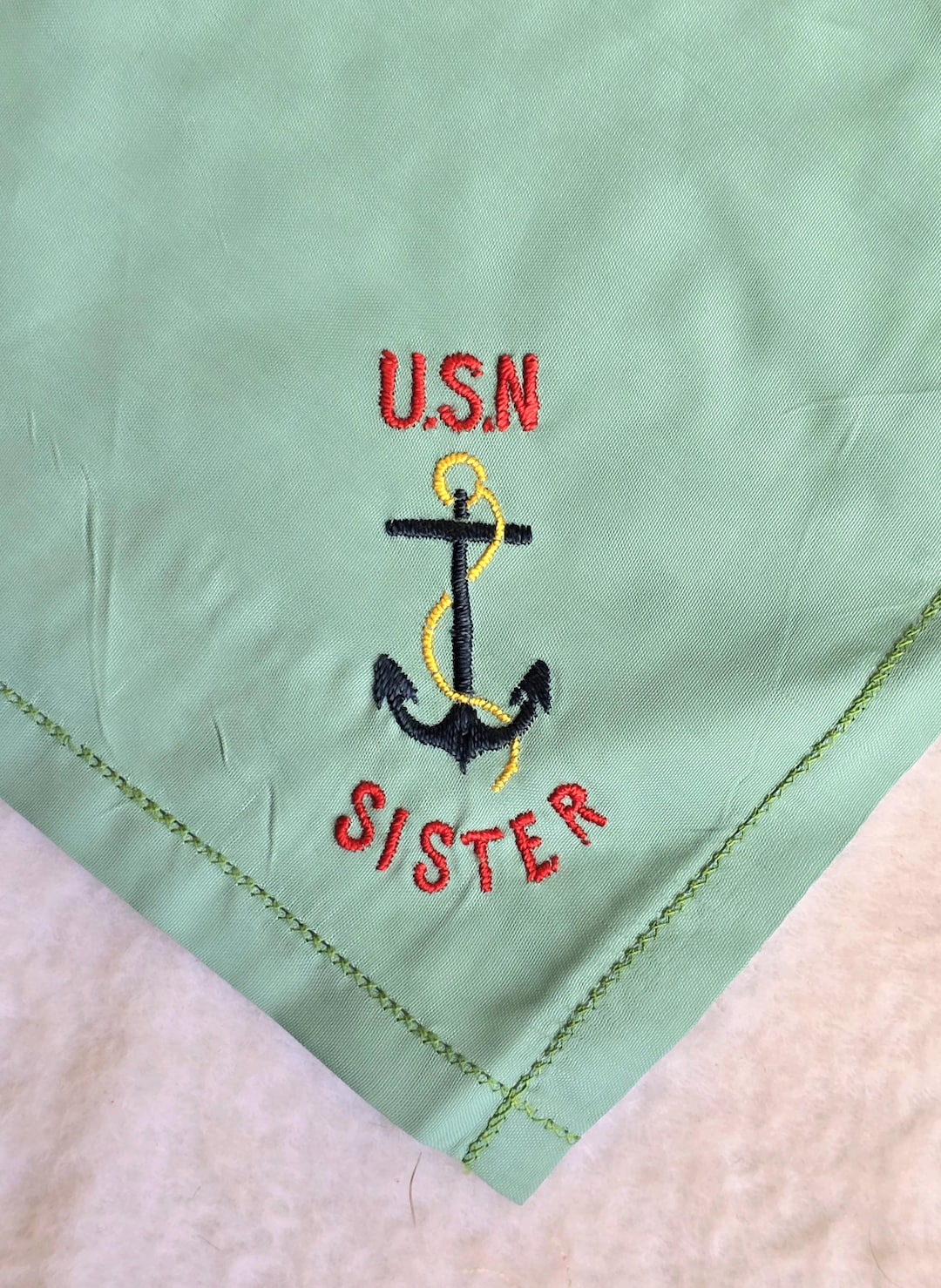 Antique Silk WWII Handkerchief U.s.navy Sister Bluish Green With White ...