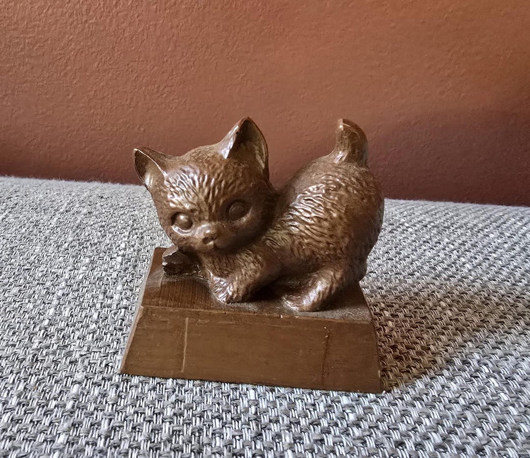 Red Mill Cat Kitten Resin Figurine Made From Pecan Shells - Etsy