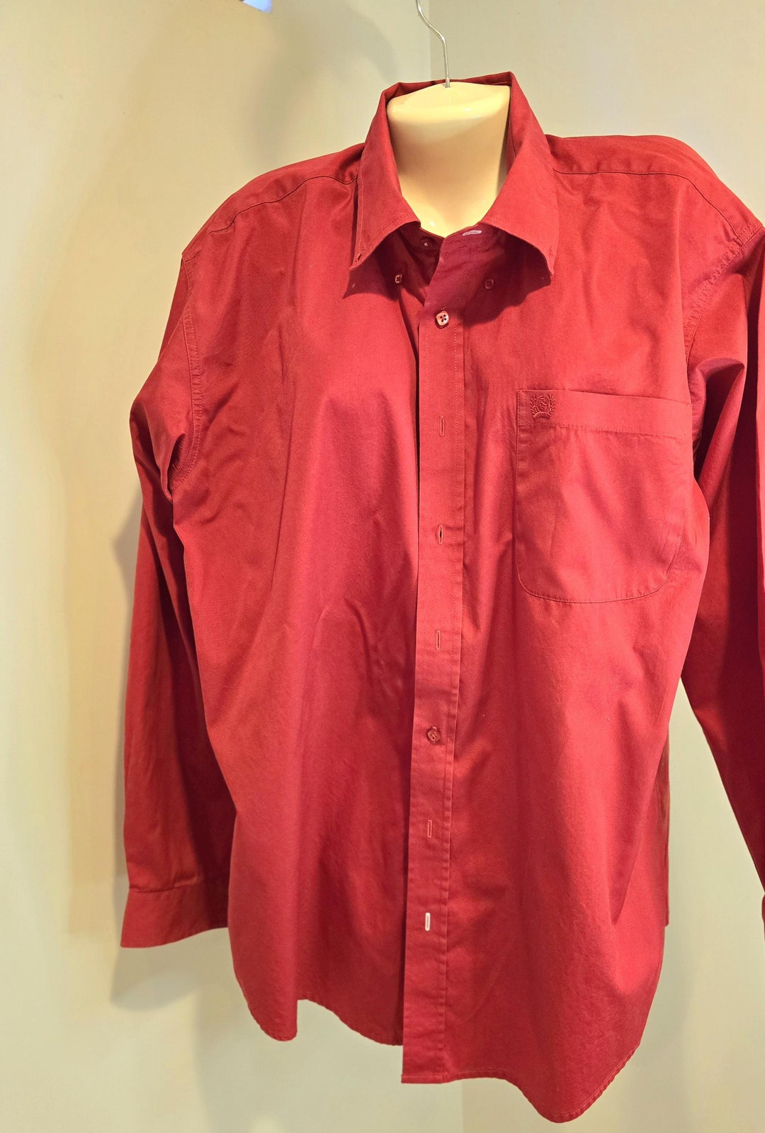 Vintage Cinch Western Shirt: Red Cotton Long Sleeve Rodeo (size Large ...