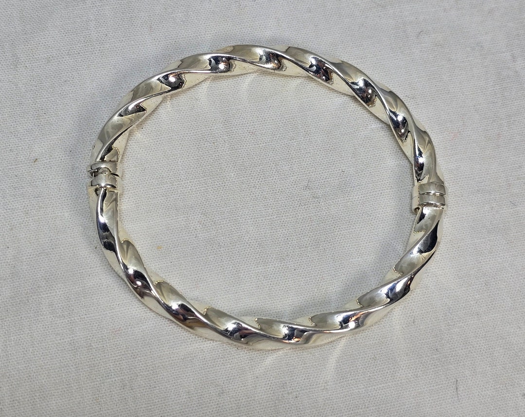 Vintage Sterling Silver Twisted Hinged Bangle Bracelet, Stamped .925 ...