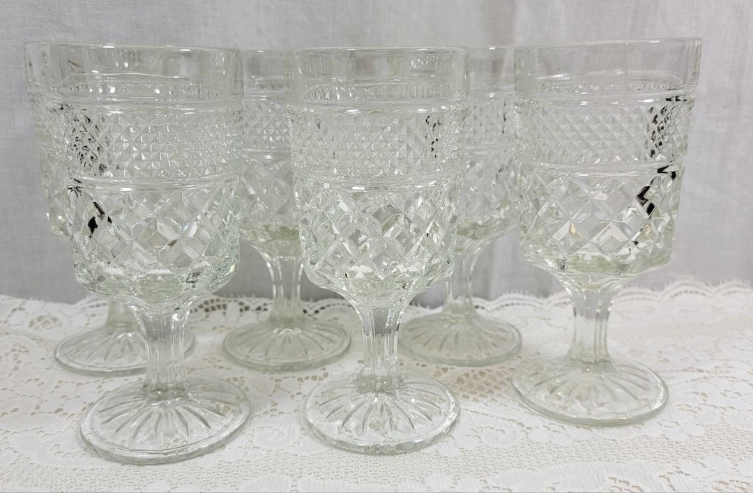 Vintage Anchor Hocking Wexford Crystal Pattern Glassware, Set of 6 ...