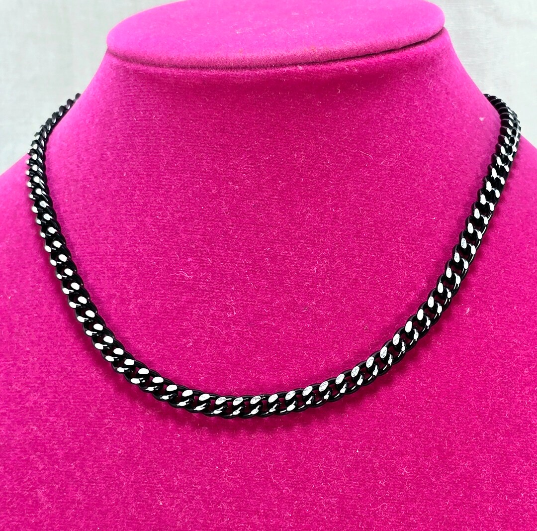 Vintage Gunmetal Stainless Steel Curb Chain Necklace 16-1/2" - Etsy