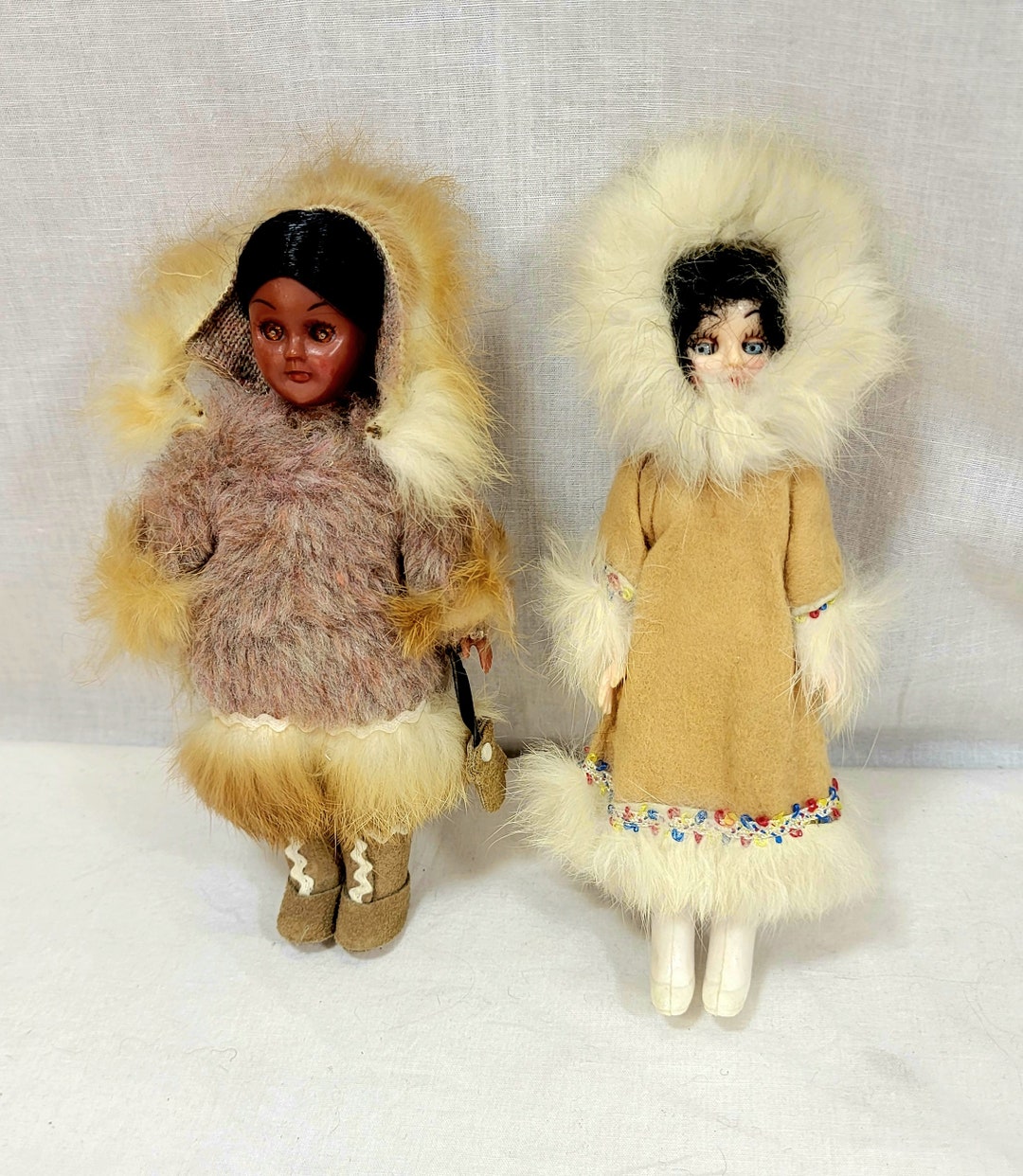 Pair of Vintage Native American Dolls, Inuit, Dressed in Fur - Etsy