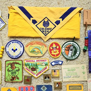 Collection of Vintage Boy Scout Memorabilia, Includes Kerchief, Patches ...