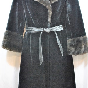 Vintage Borgessa Belted Black Faux Fur Coat, Sears Fashions, Size 12 - Etsy