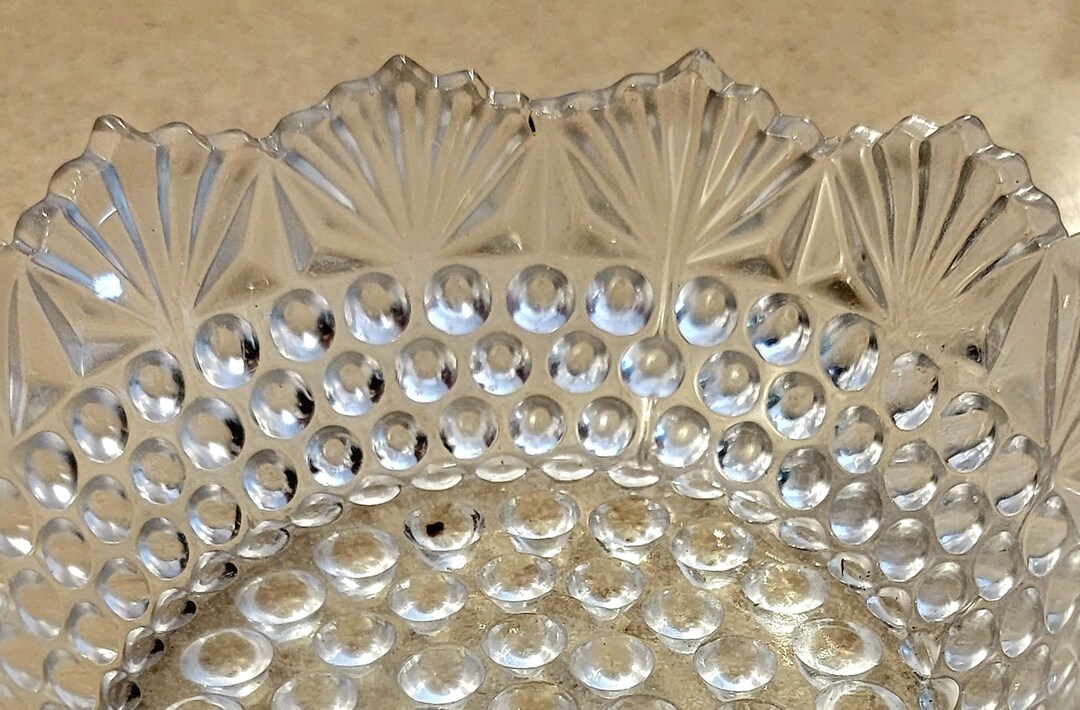 SET OF 6 Vintage Hobnail Clear Glass 4.5" Dish Bowls With Shell Pattern ...