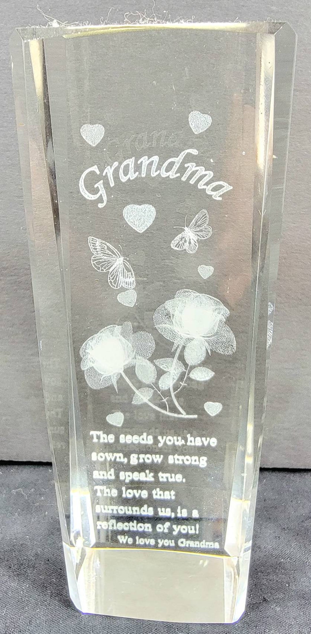 FINAL SALE Grandma Poem in Heavy Glass Rectangular Cube, Prism ...