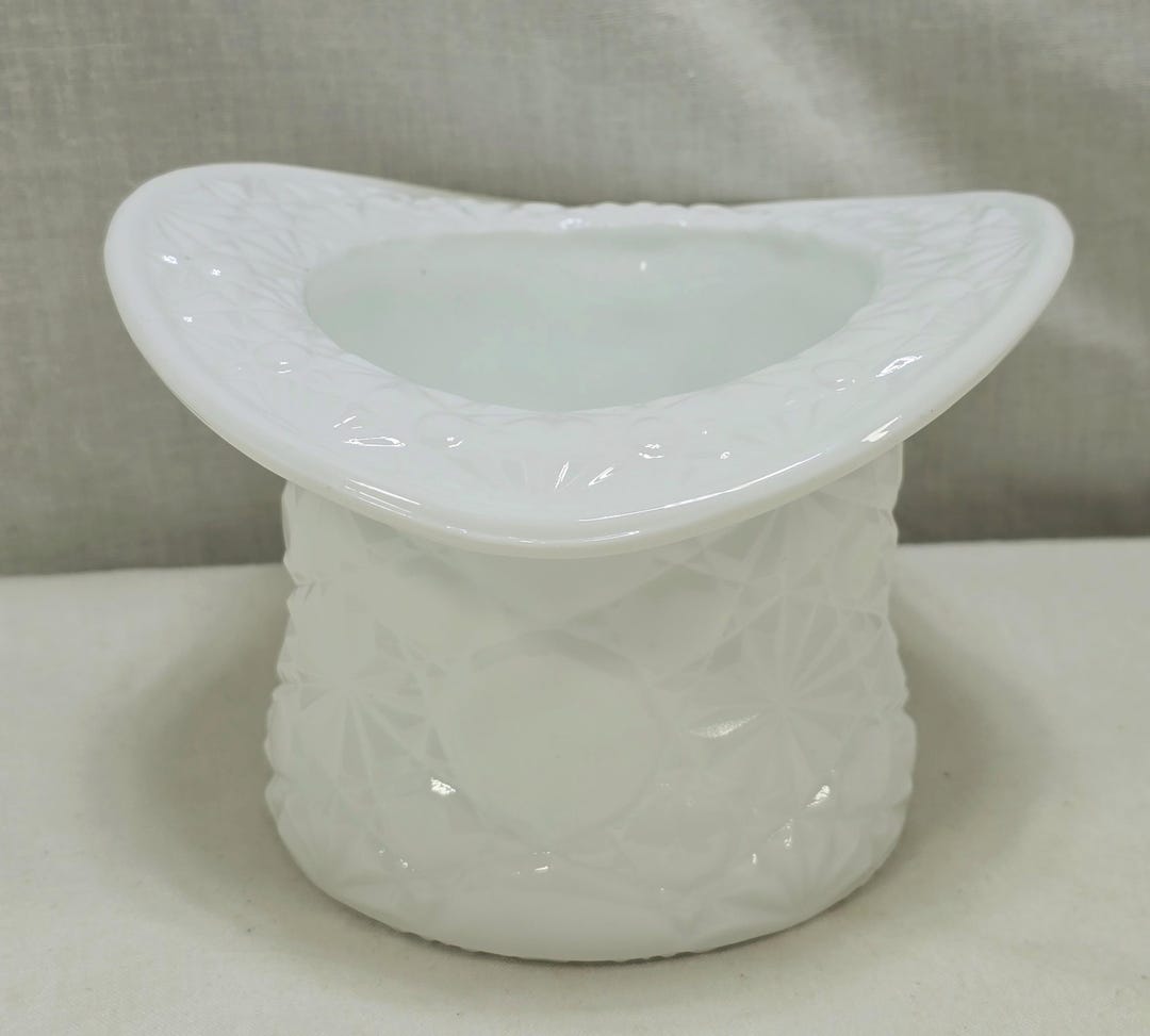 White Milk Glass Top Hat, Daisy Button Planter - Etsy