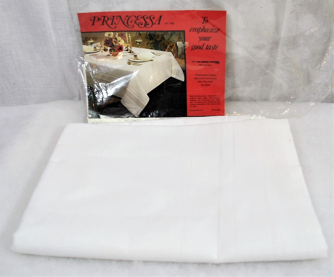 Final Sale Vintage New Princessa Table Cloth Oval 60x120, White, Perma ...
