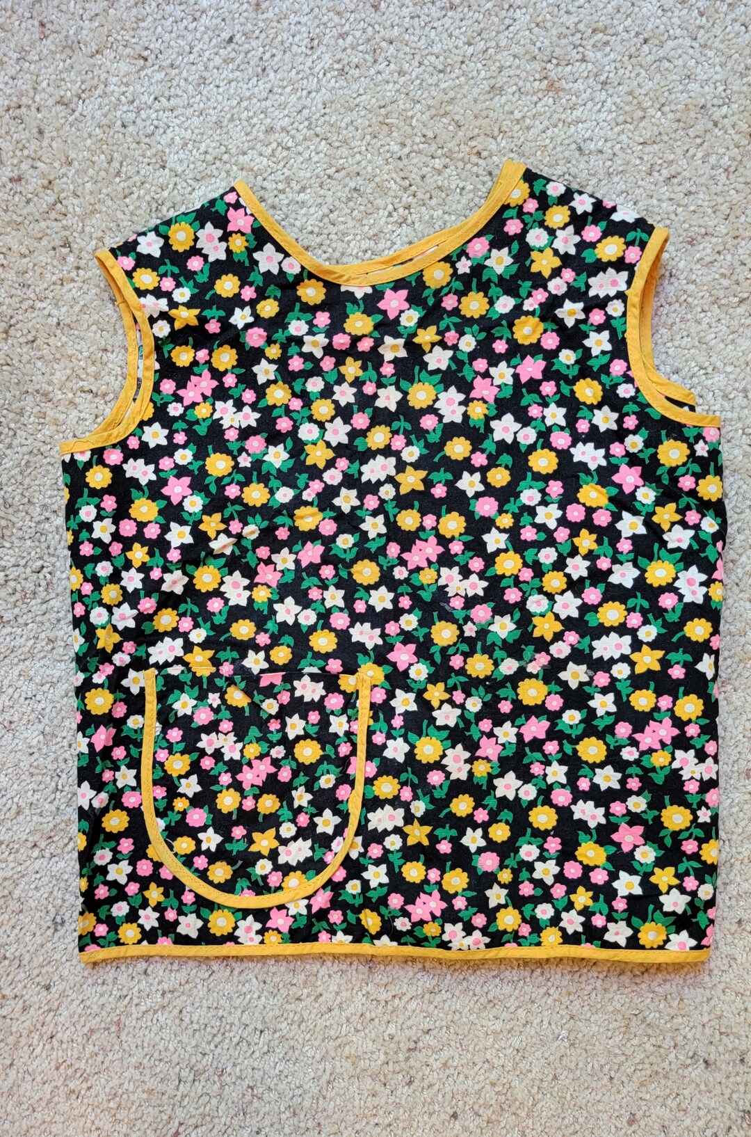 Girl's Painting Smock, Vintage Flower Print in Wrap Around Style ...